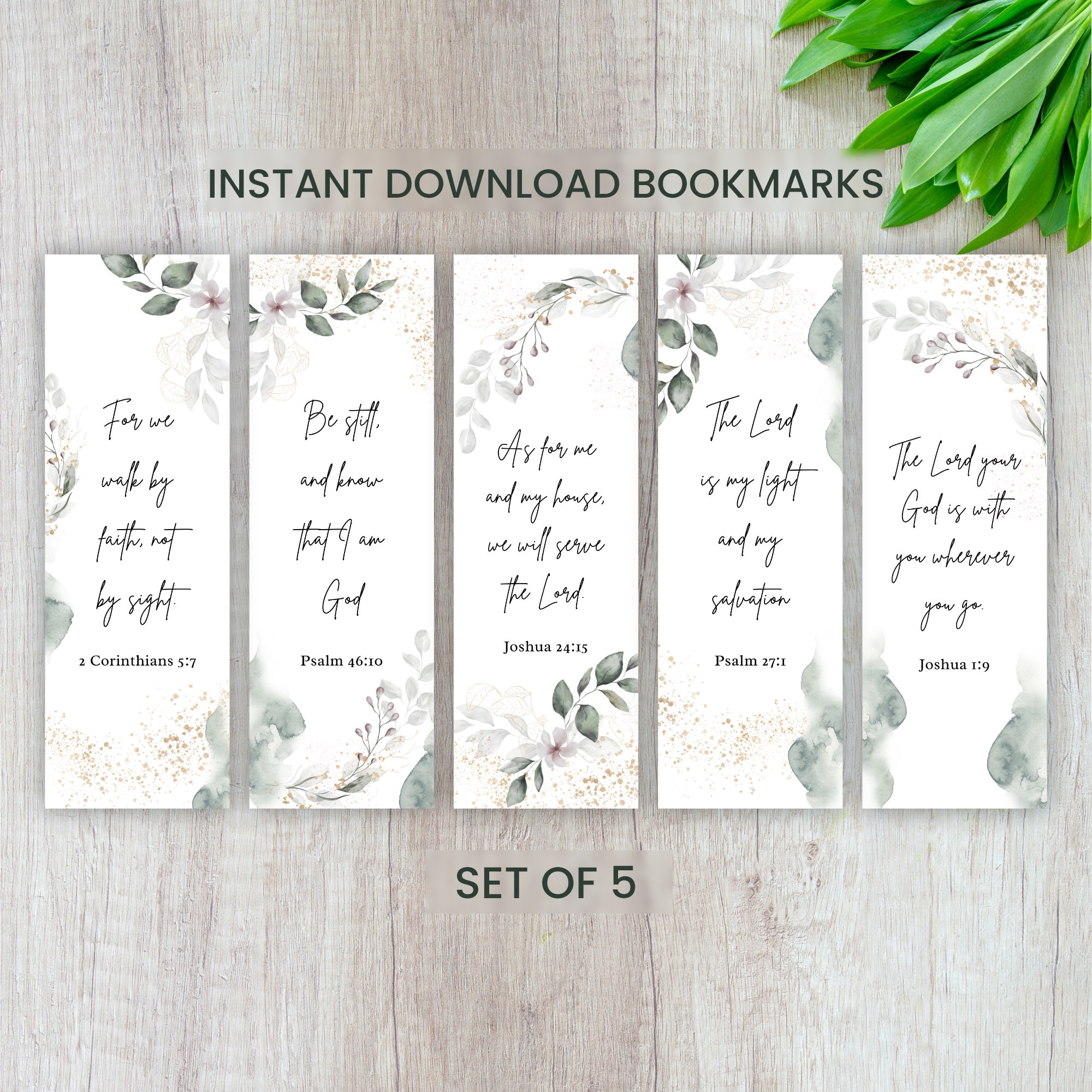 Bible Verse Bookmark Set: Floral Scripture Bookmarks (digital Download ...