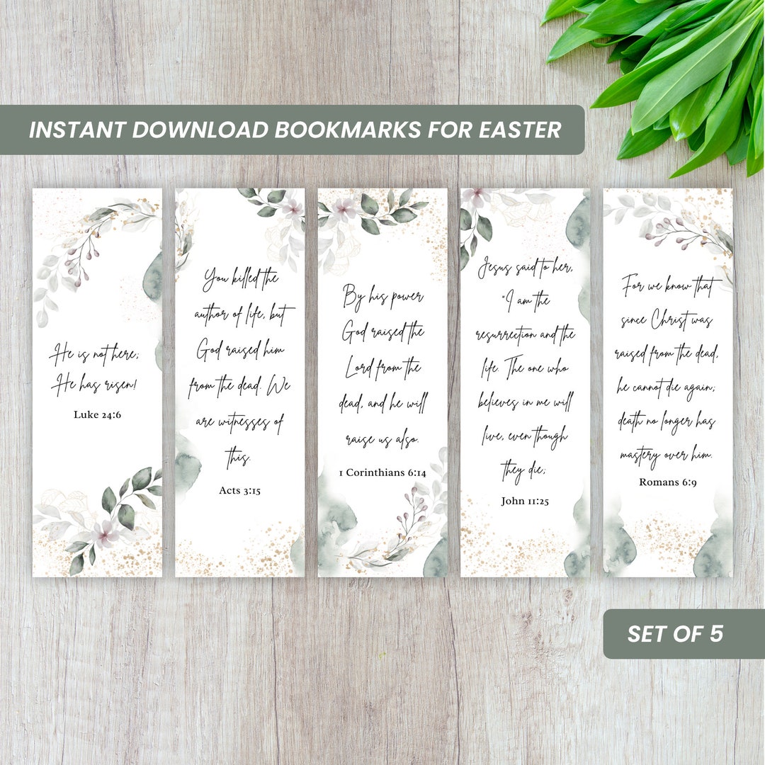 EASTER Bookmarks Set Easter Printable Bookmarks With Bible Verses ...