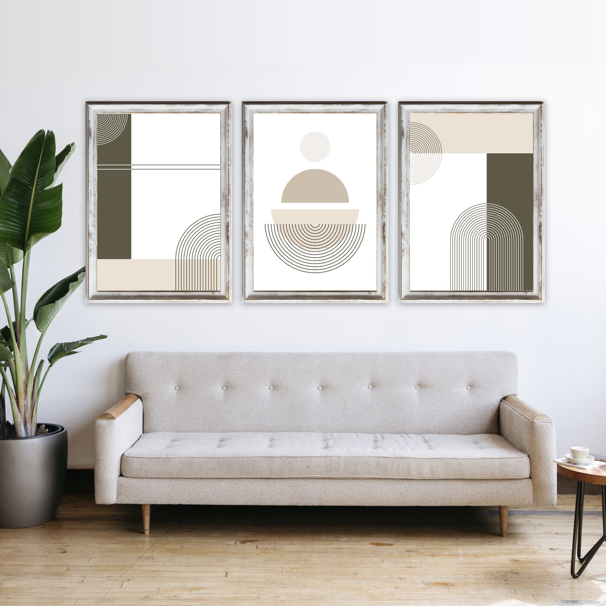 Mid-century Modern Boho Art Prints Set of 3: Neutral Wall Decor ...