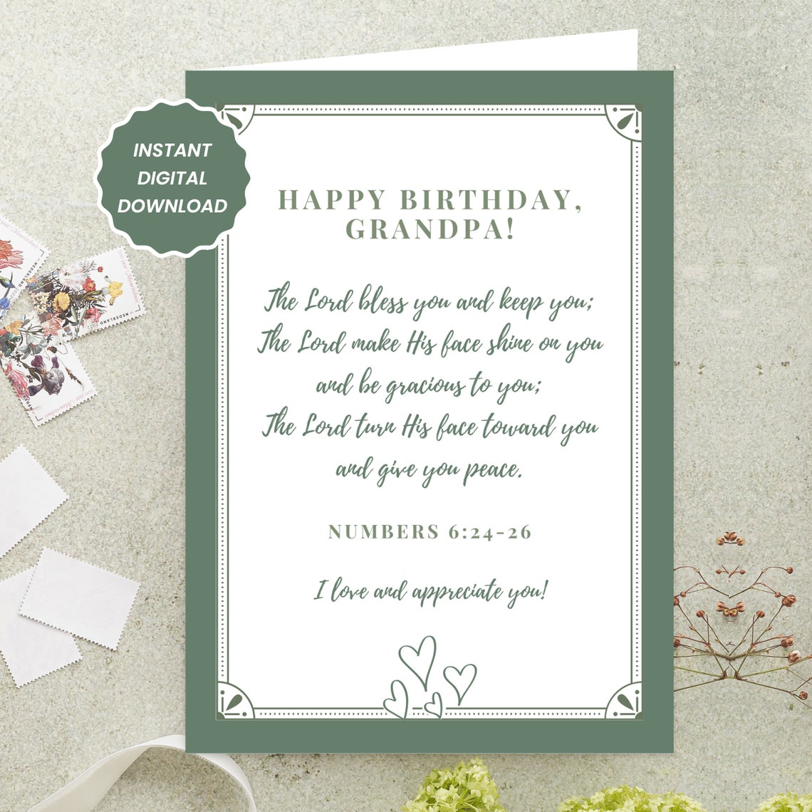 Grandpa Birthday Card: Bible Verse, Christian Gift (digital Download ...