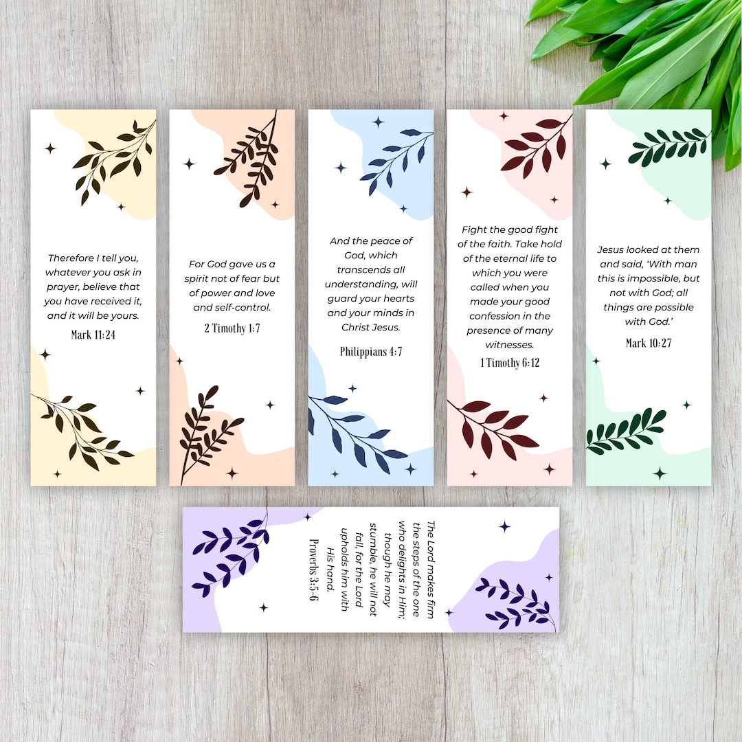 Bookmark Cute Printable Bookmarks With Psalms Bookmark Set of 6 Nature ...