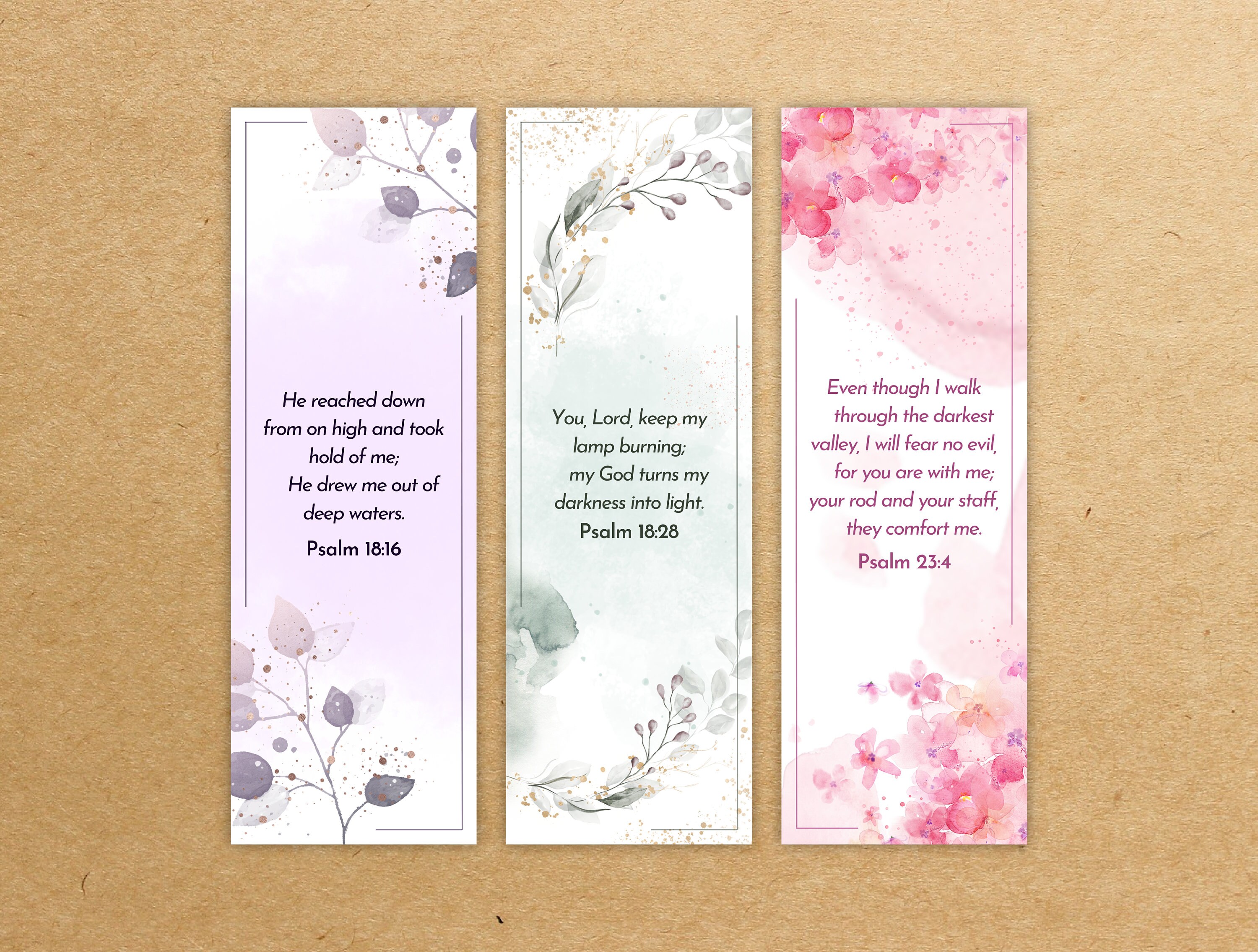 Bookmarks Cute Printable Bookmarks With Psalms Bookmark Set of 6 Nature ...