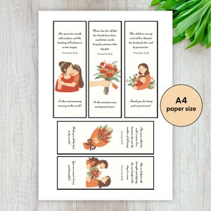 Mother's Day Bookmarks With Bible Verses: Floral Gift for Mom (PDF) - Etsy