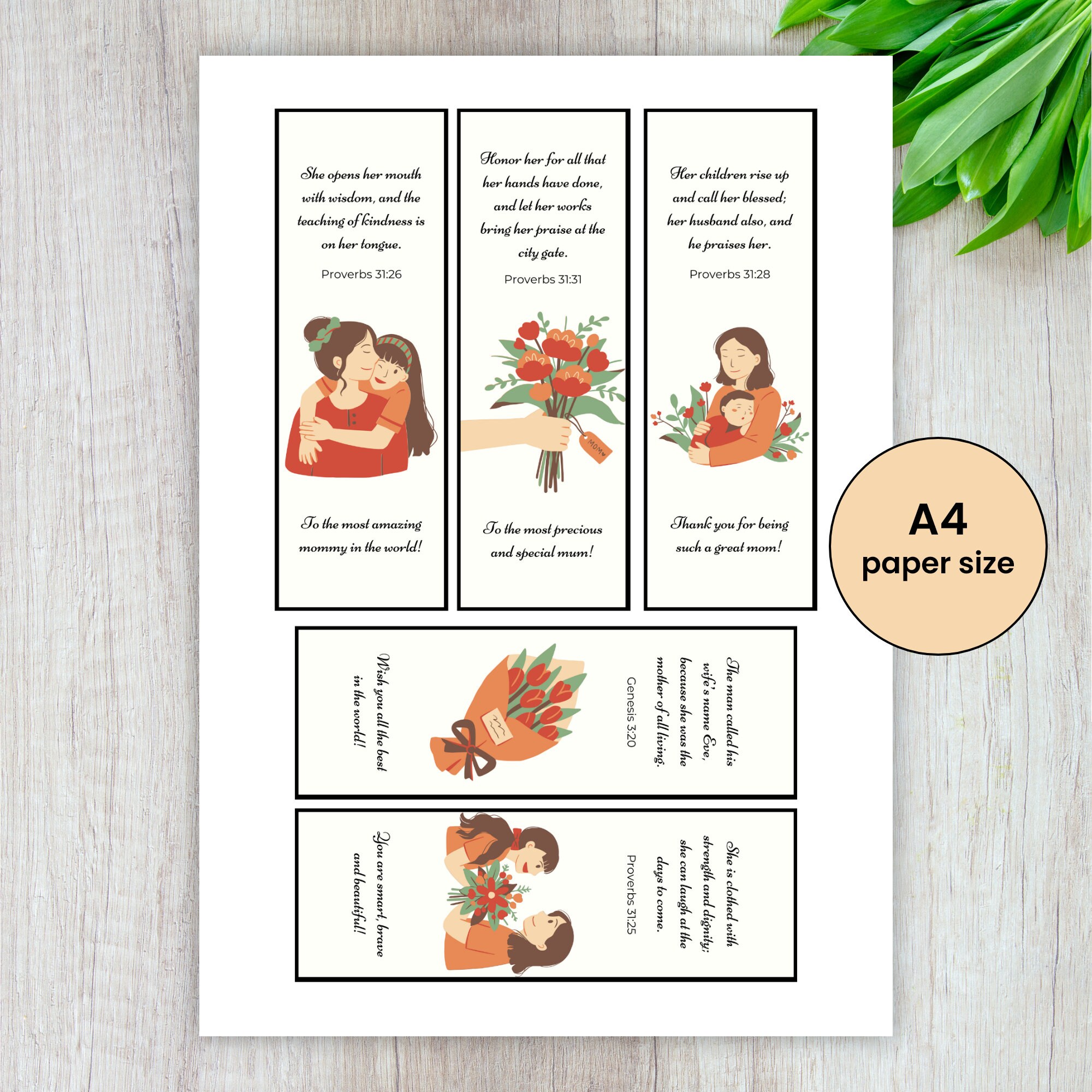 Mother's Day Bookmarks With Bible Verses Best Gift for Mom Bookmarks ...