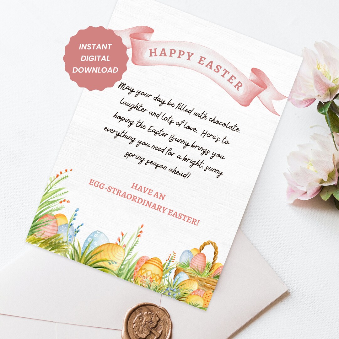 Printable Easter Card, Happy Easter Card, Floral Easter Card Printable ...