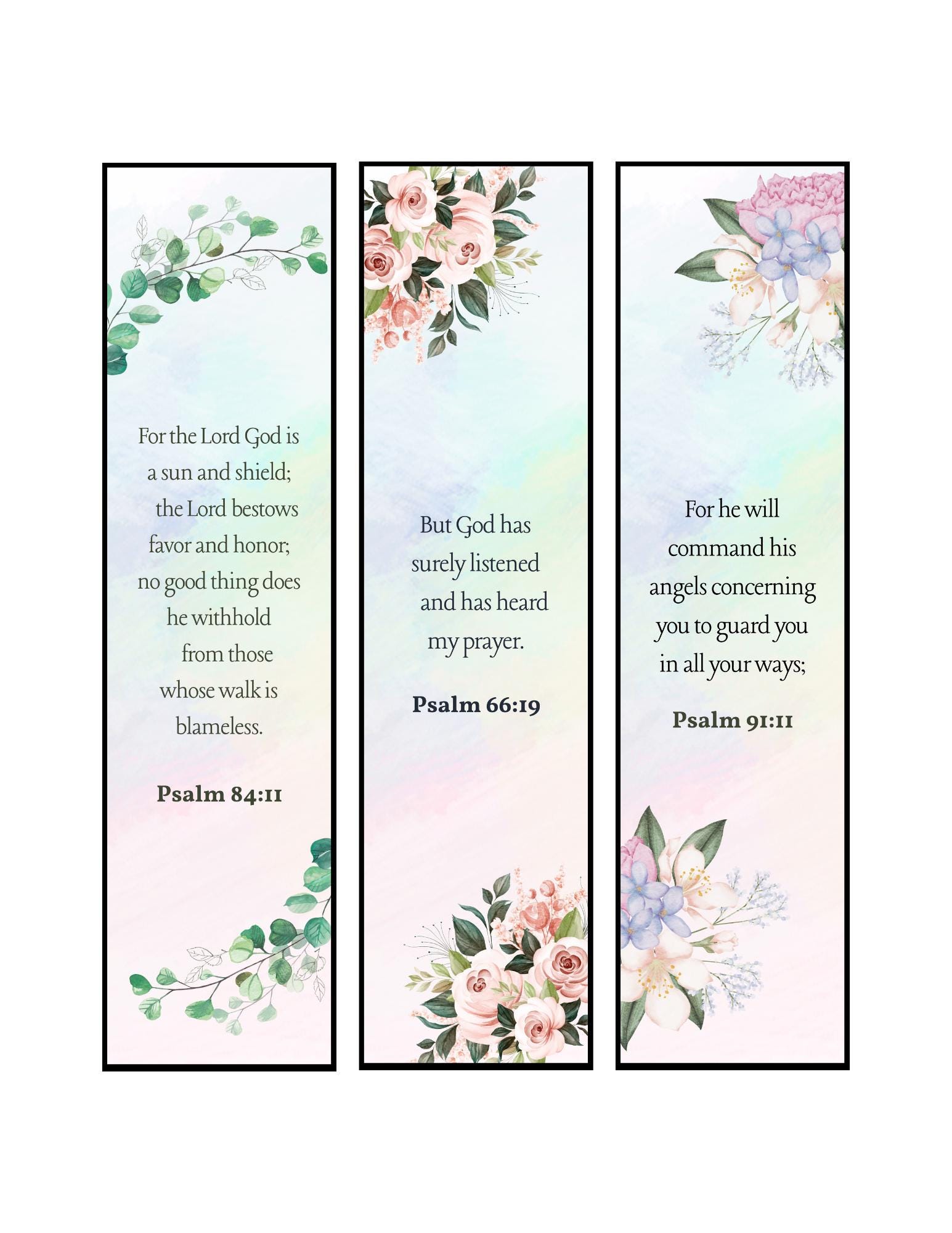 Psalm Bookmarks: Floral Bible Verse Set (digital Download) - Etsy