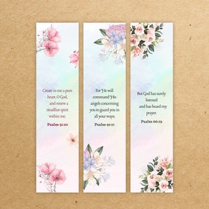 Bookmarks With Psalm Bookmark Set of 6 Bookmark Printable Encouraging ...