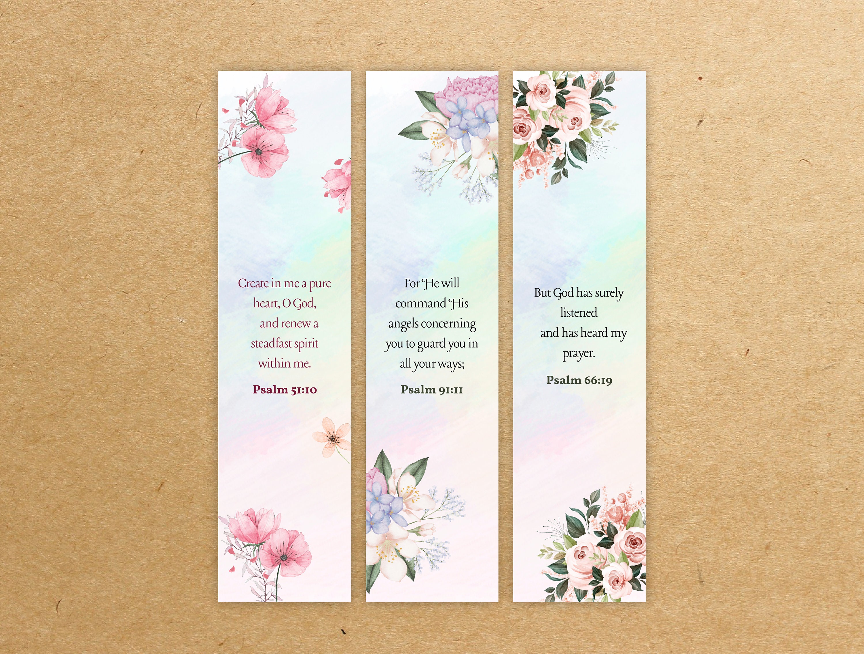 Bookmarks With Psalm Bookmark Set of 6 Bookmark Printable Encouraging ...