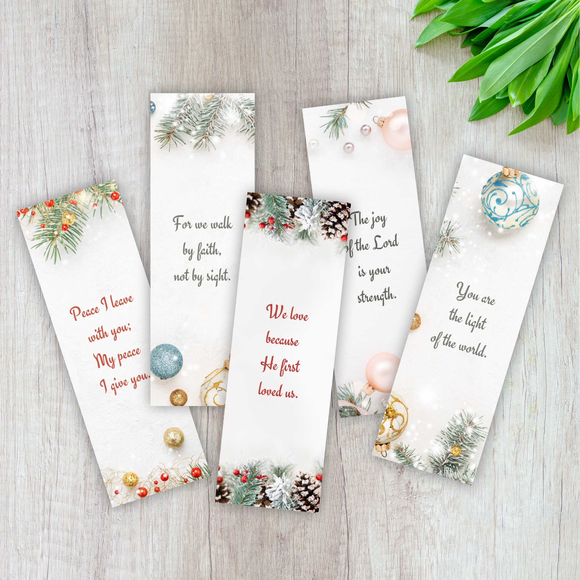 Christmas Bookmarks Cute Printable Bookmarks With Verses Bookmark Set ...