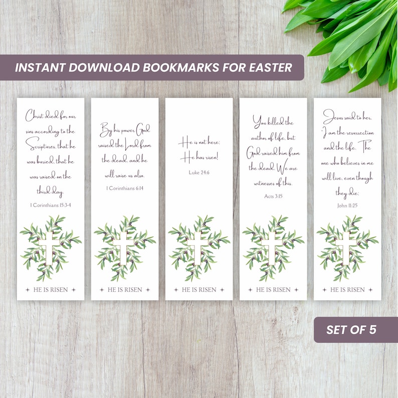 EASTER Bookmarks Set Easter Printable Bookmarks With Bible Verses ...