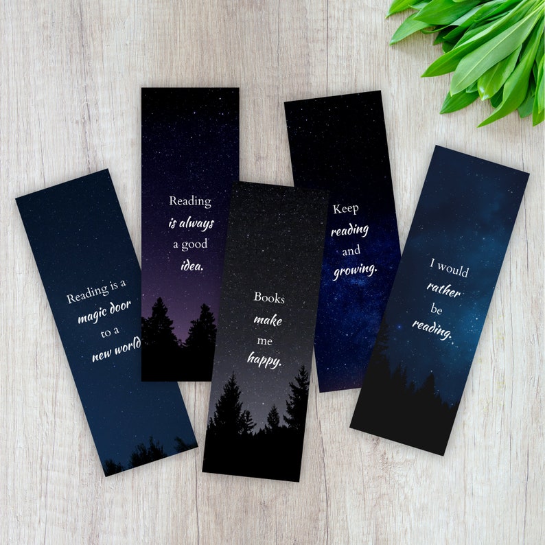 Sky at Nigh Bookmarks Cute Bookmark Set of 5 Sky at Night Bookmarks ...