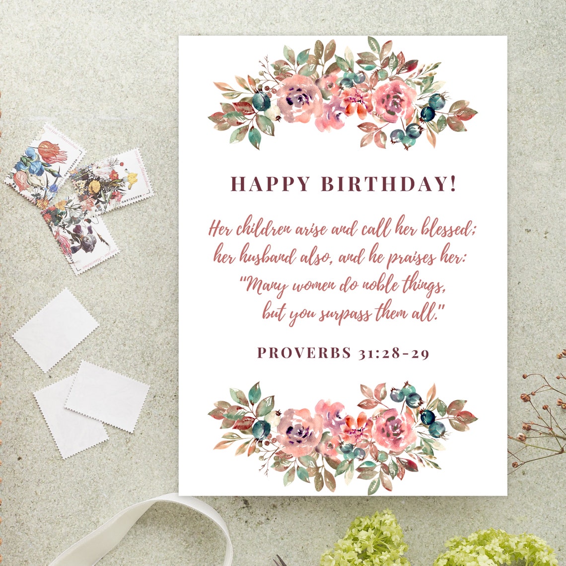 Birthday Card Instant Download Birthday Card Bible Verse Card Birthday ...