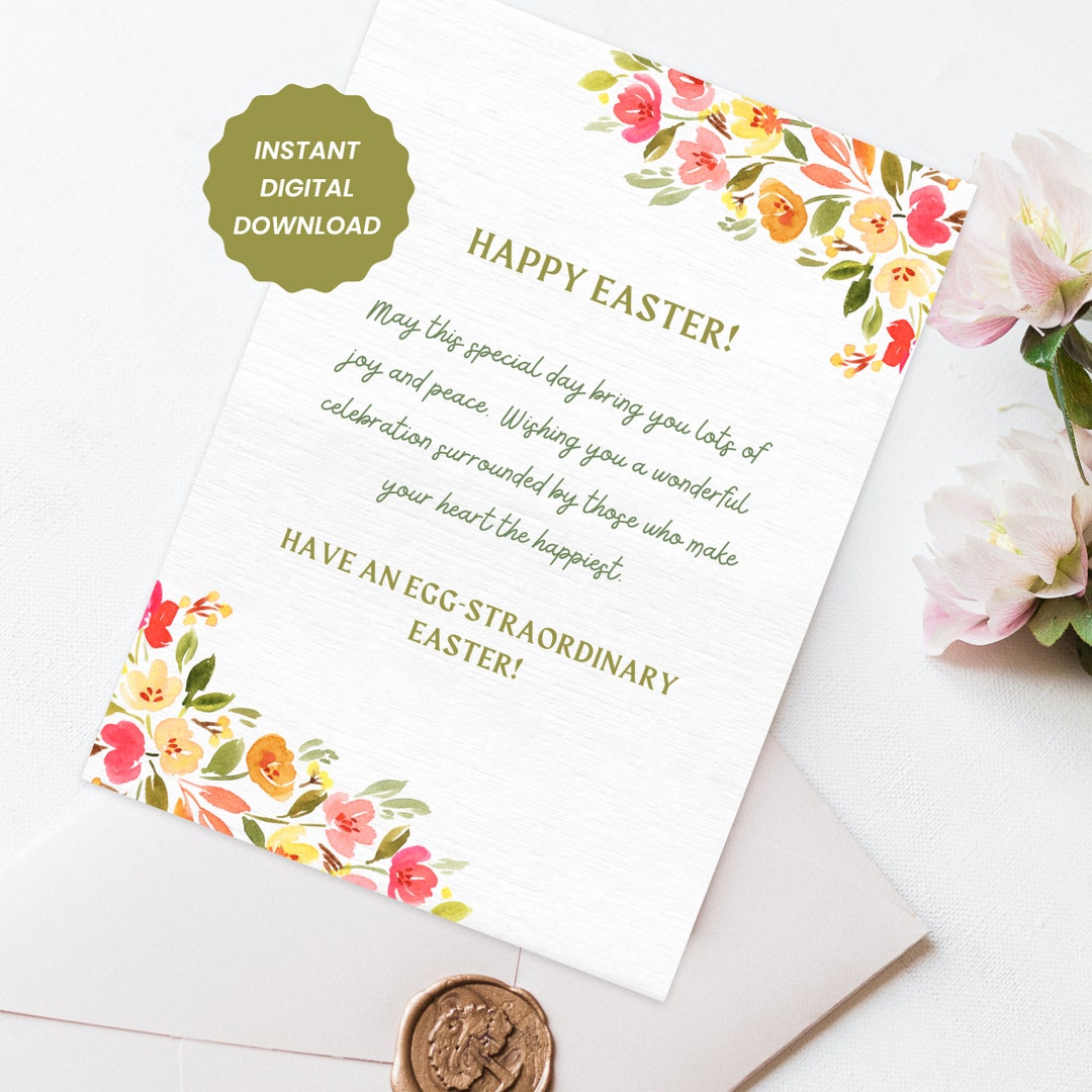 Easter Cards, Happy Easter Card, Easter Greeting Card, Floral Easter ...