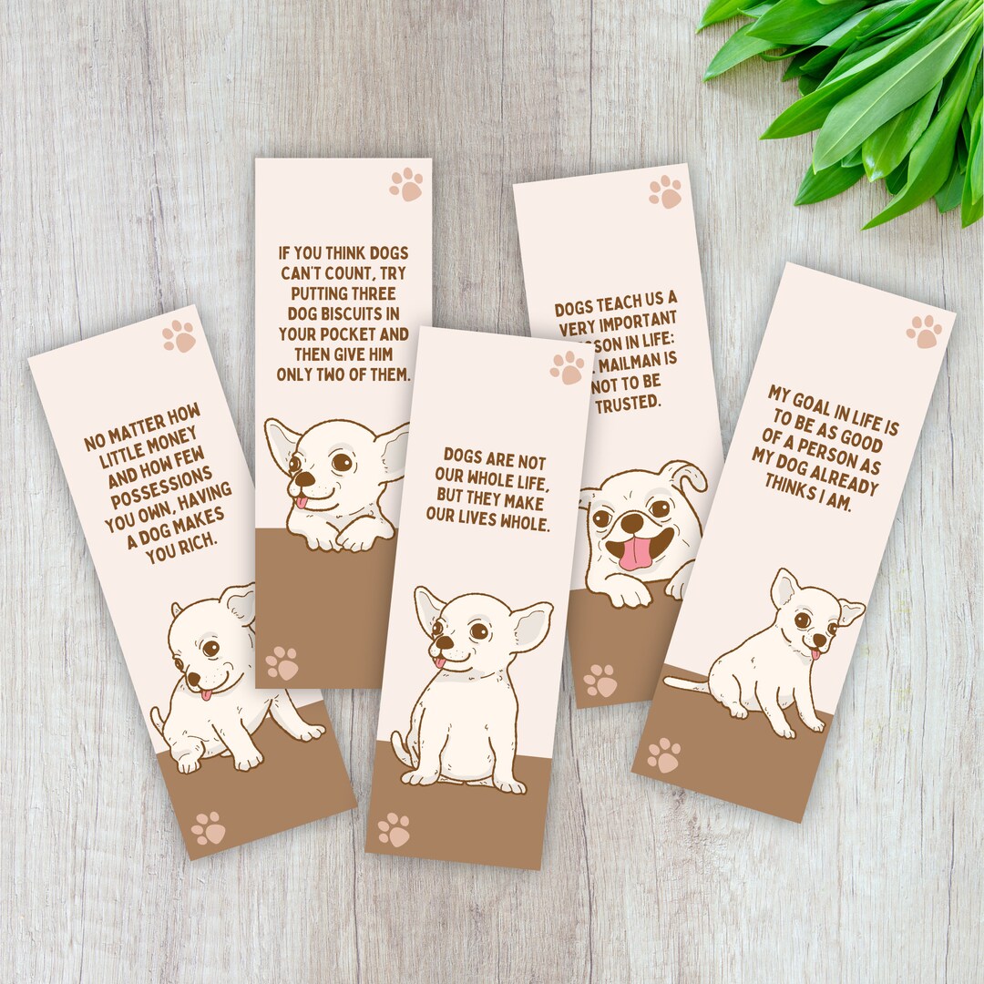 Bookmarks With Dogs Set of 10 Bookmarks With Dog Quotes Cute Bookmarks ...