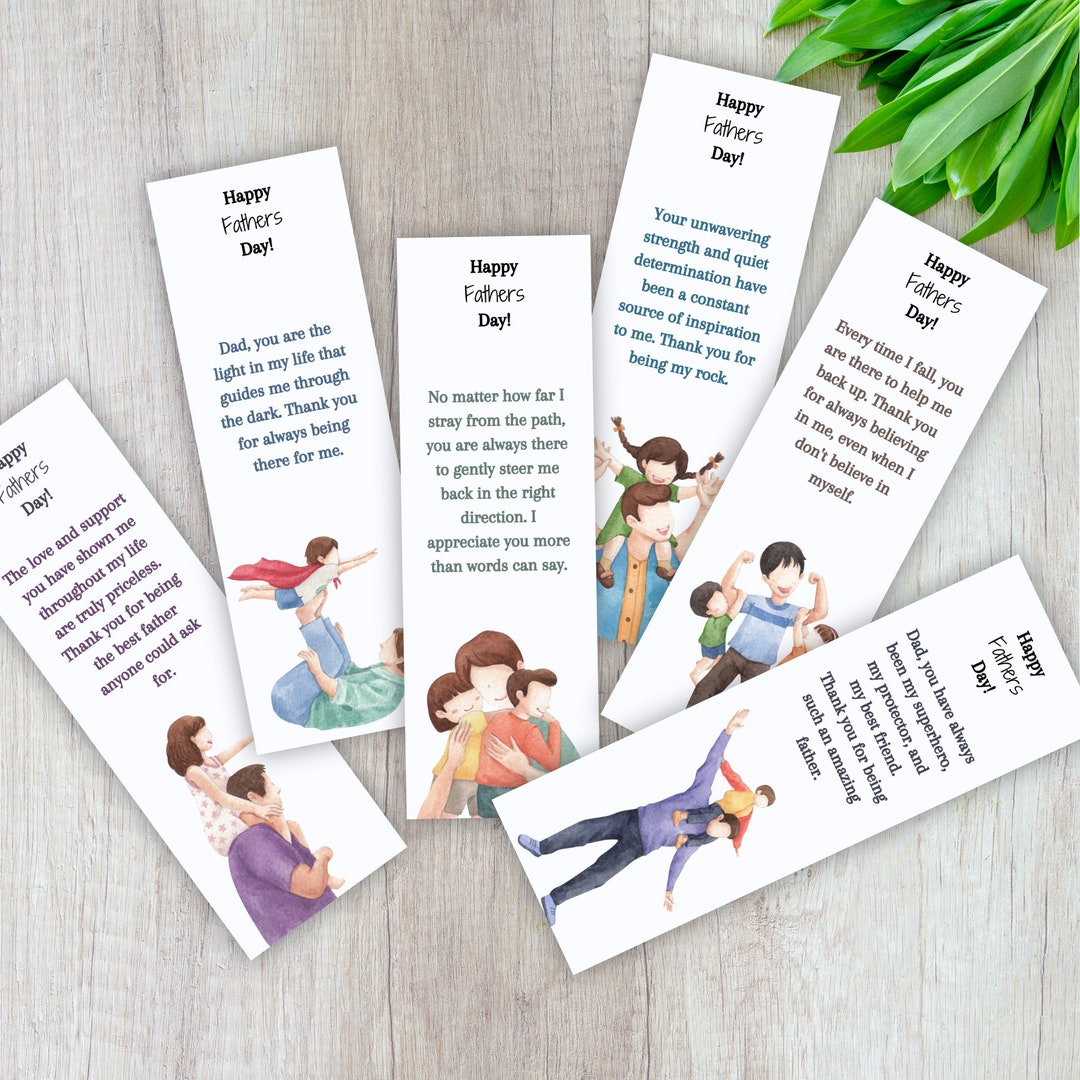 Father's Day Best Gift Bookmarks Set of 8 Bookmarks for Dads Digital ...