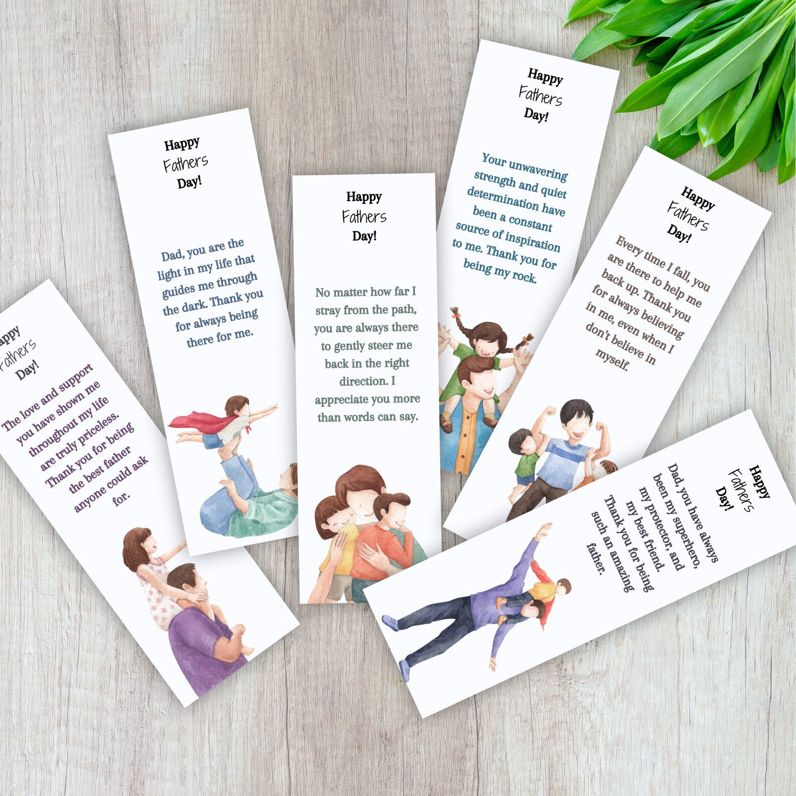 Father's Day Best Gift Bookmarks Set of 8 Bookmarks for Dads Digital ...