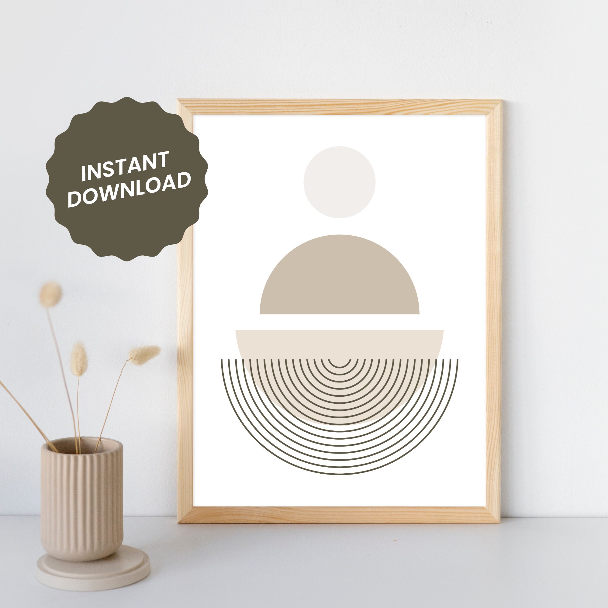 Mid-century Modern Boho Art Prints Set of 3: Neutral Wall Decor ...