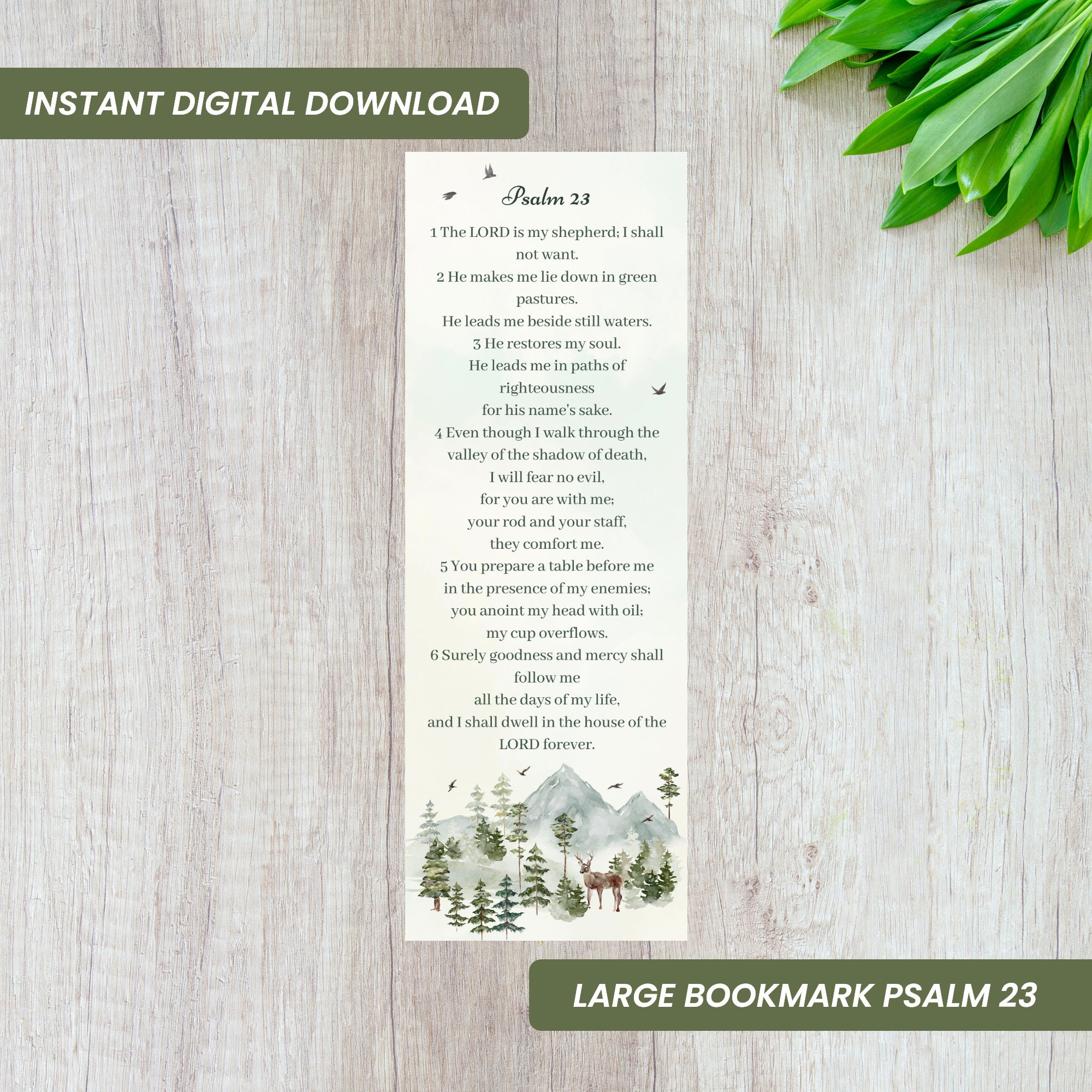 Psalm 23 Bookmark Cute Printable Bookmarks With Bible Verse Large ...