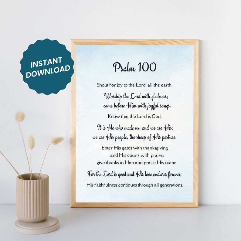 Psalm 100 the Lord is God Bible Verse Wall Art Print Christian Psalm ...