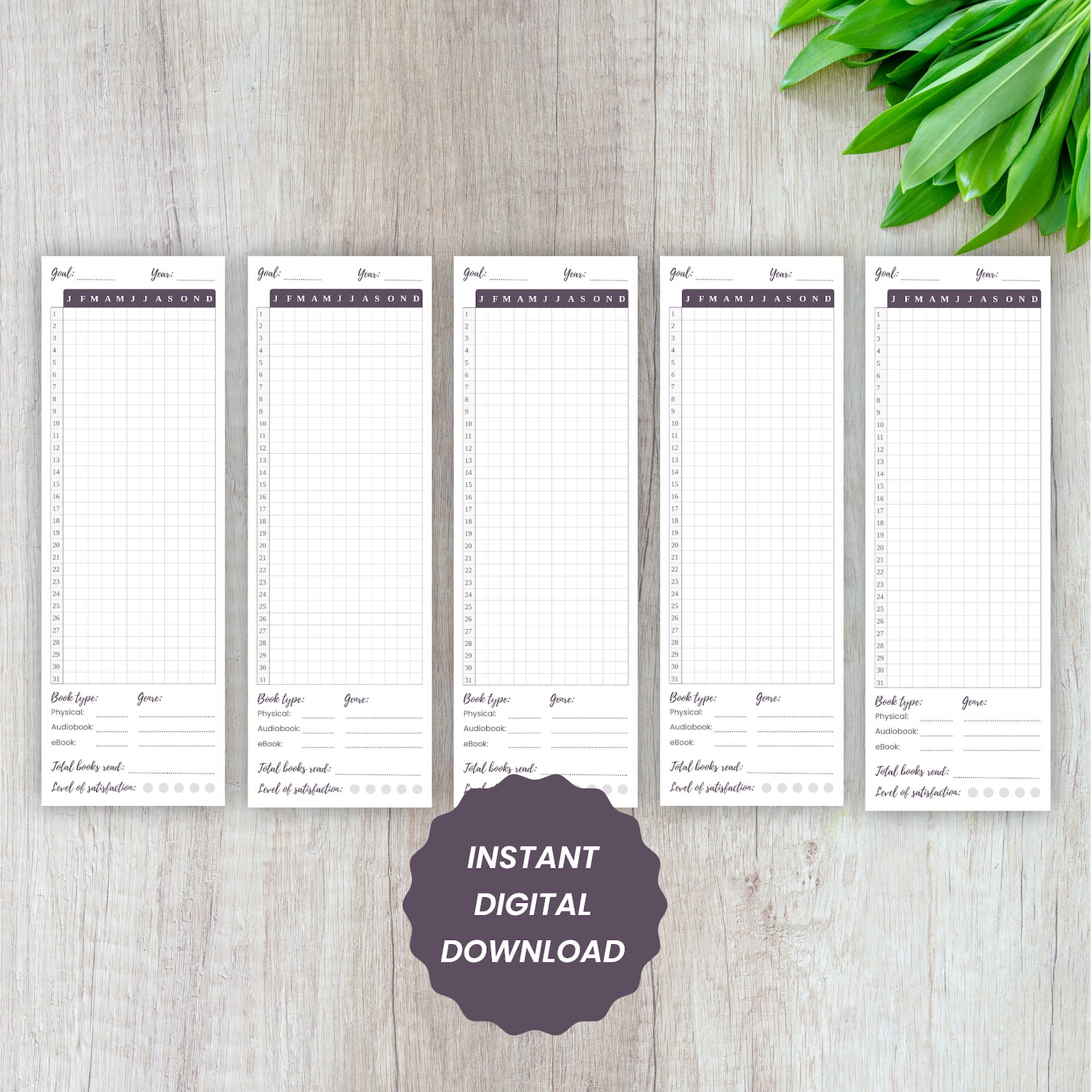 Printable Yearly Reading Tracker Bookmark (digital Download) - Etsy