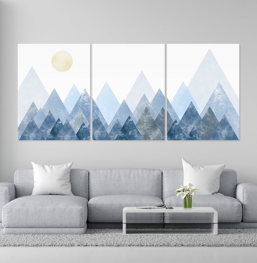 Mid Century Modern Geometric Art Print Set of 3 Wall Art - Etsy