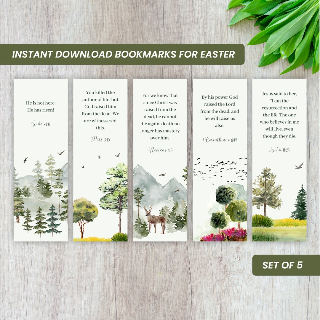 EASTER Bookmarks Set Easter Printable Bookmarks With Bible Verses ...