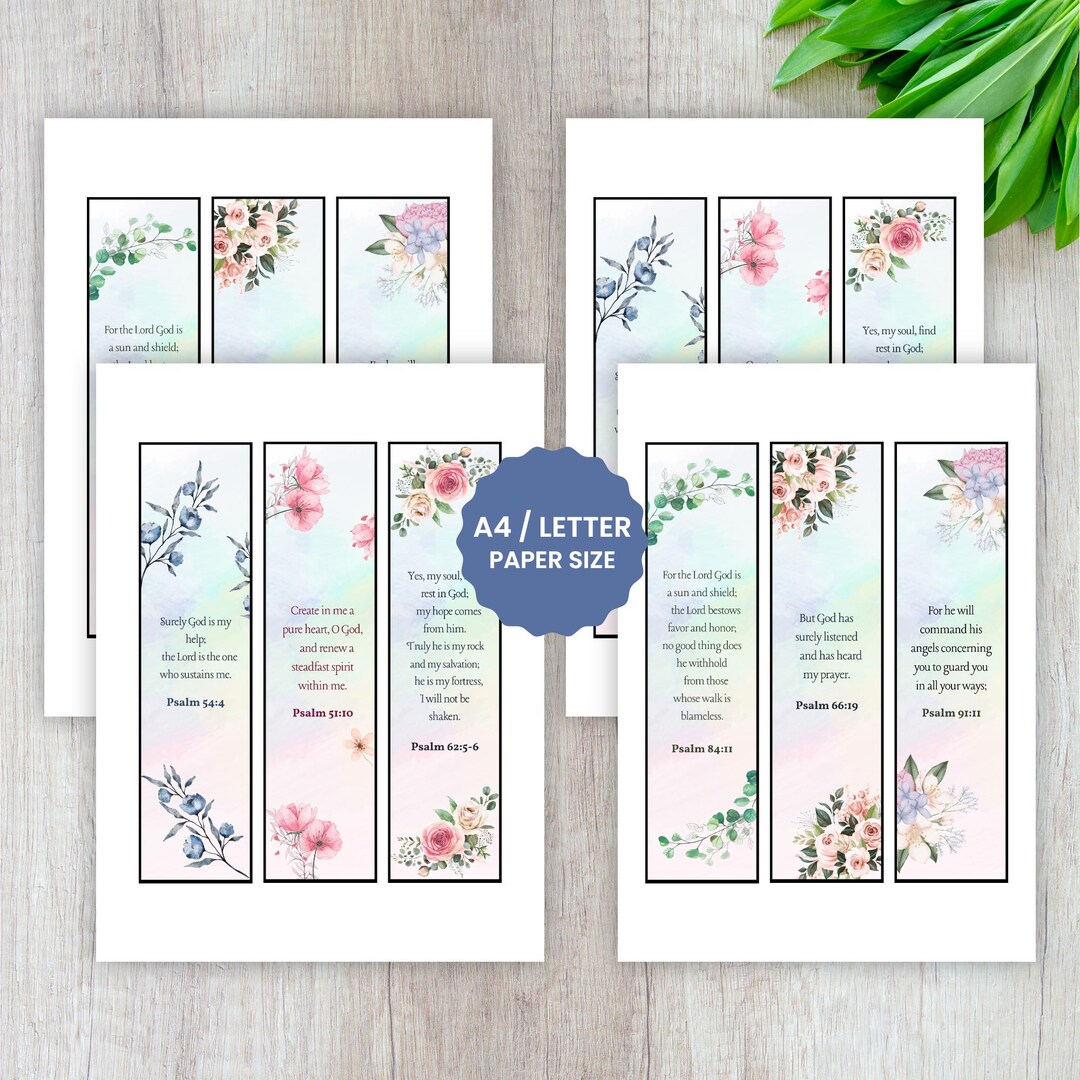 Psalm Bookmarks: Floral Bible Verse Set (digital Download) - Etsy