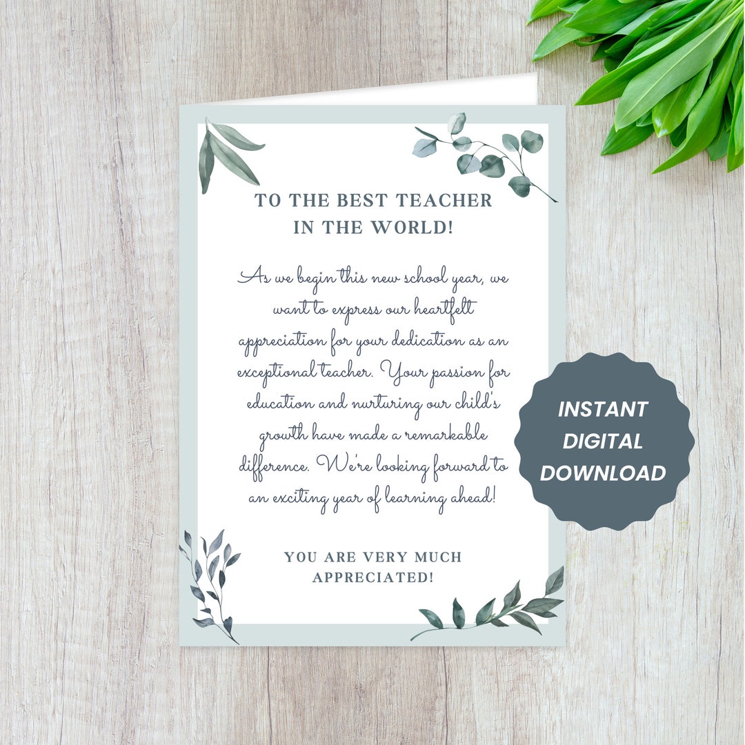 Appreciation Card for Teacher Card for Best Teacher Gift for Professors ...