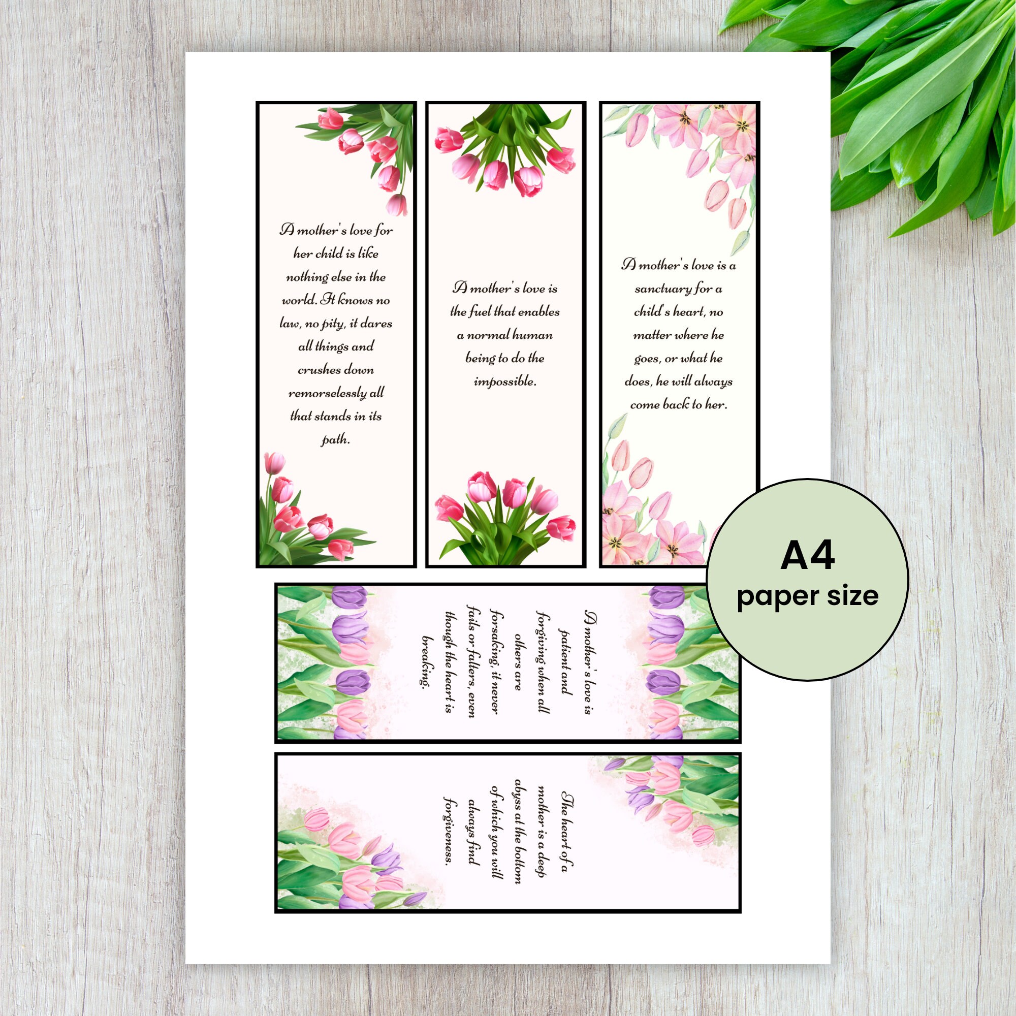 Bookmarks for Mom, Printable Bookmarks, Floral Bookmarks, Bookmarks Set ...