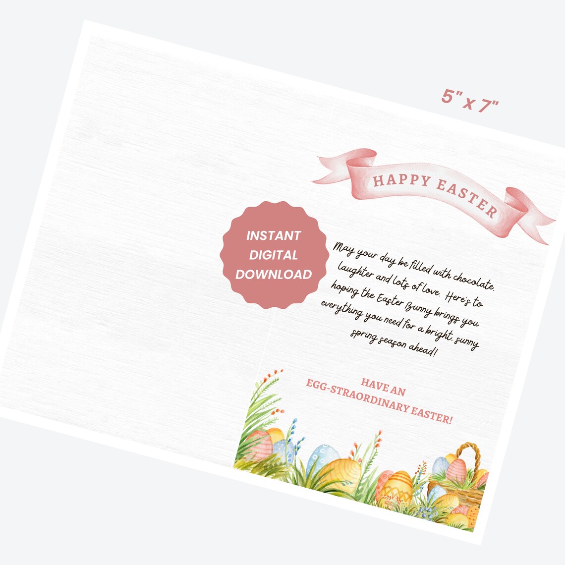 Printable Easter Card, Happy Easter Card, Floral Easter Card Printable ...