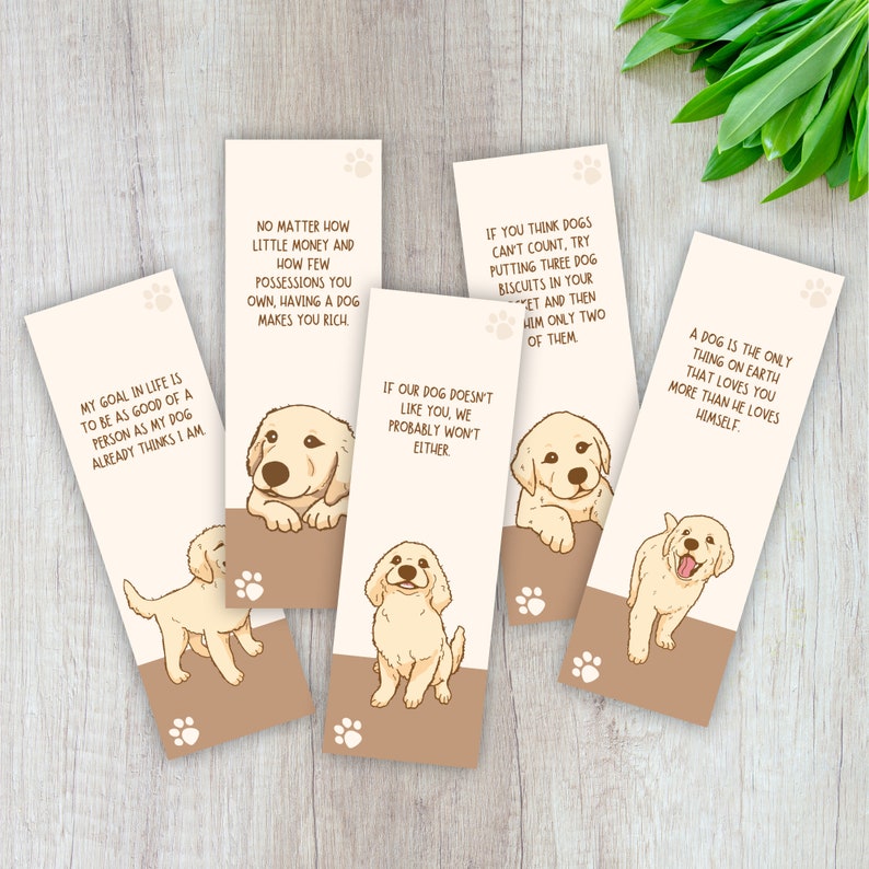 Bookmarks With Dogs Set of 10 Bookmarks Dogs Quotes Cute Bookmarks Cute ...