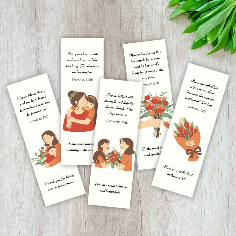 Mother's Day Bookmarks With Bible Verses Best Gift Mom Bookmarks for ...