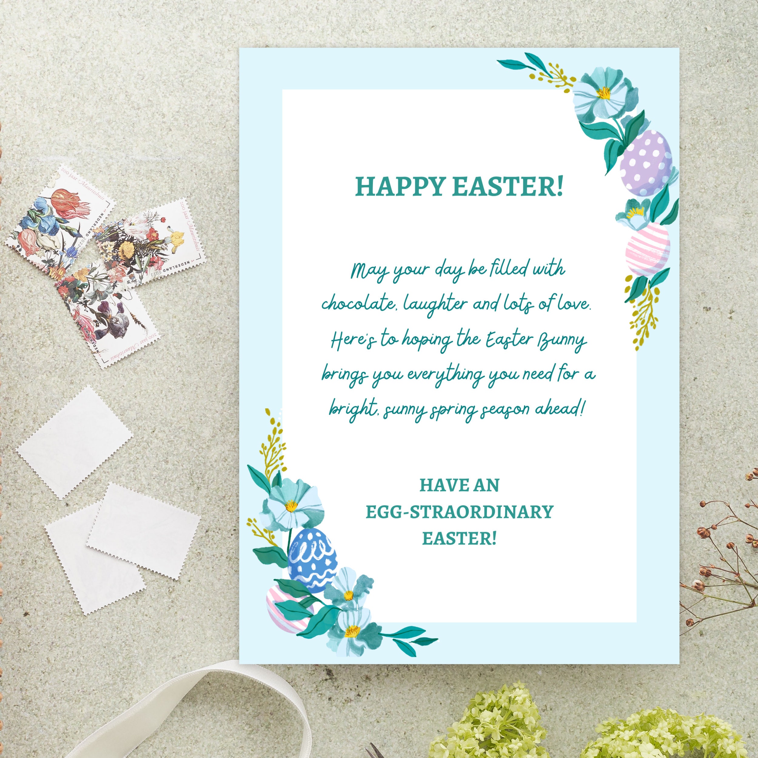 Easter Cards, Happy Easter Card, Easter Greeting Card, Floral Easter ...