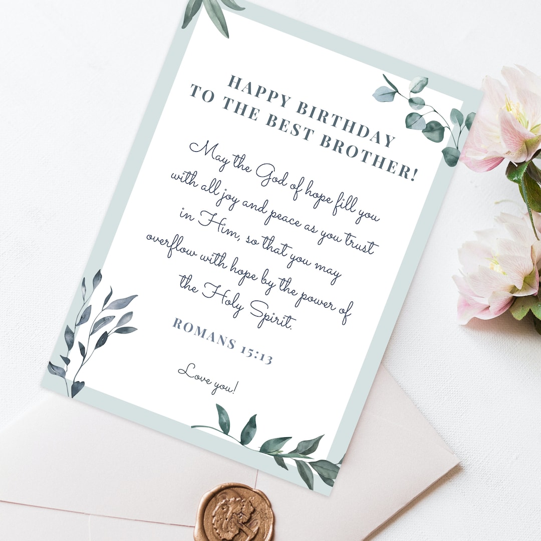 Christian Birthday Card for Brother: Bible Verse (PDF) - Etsy