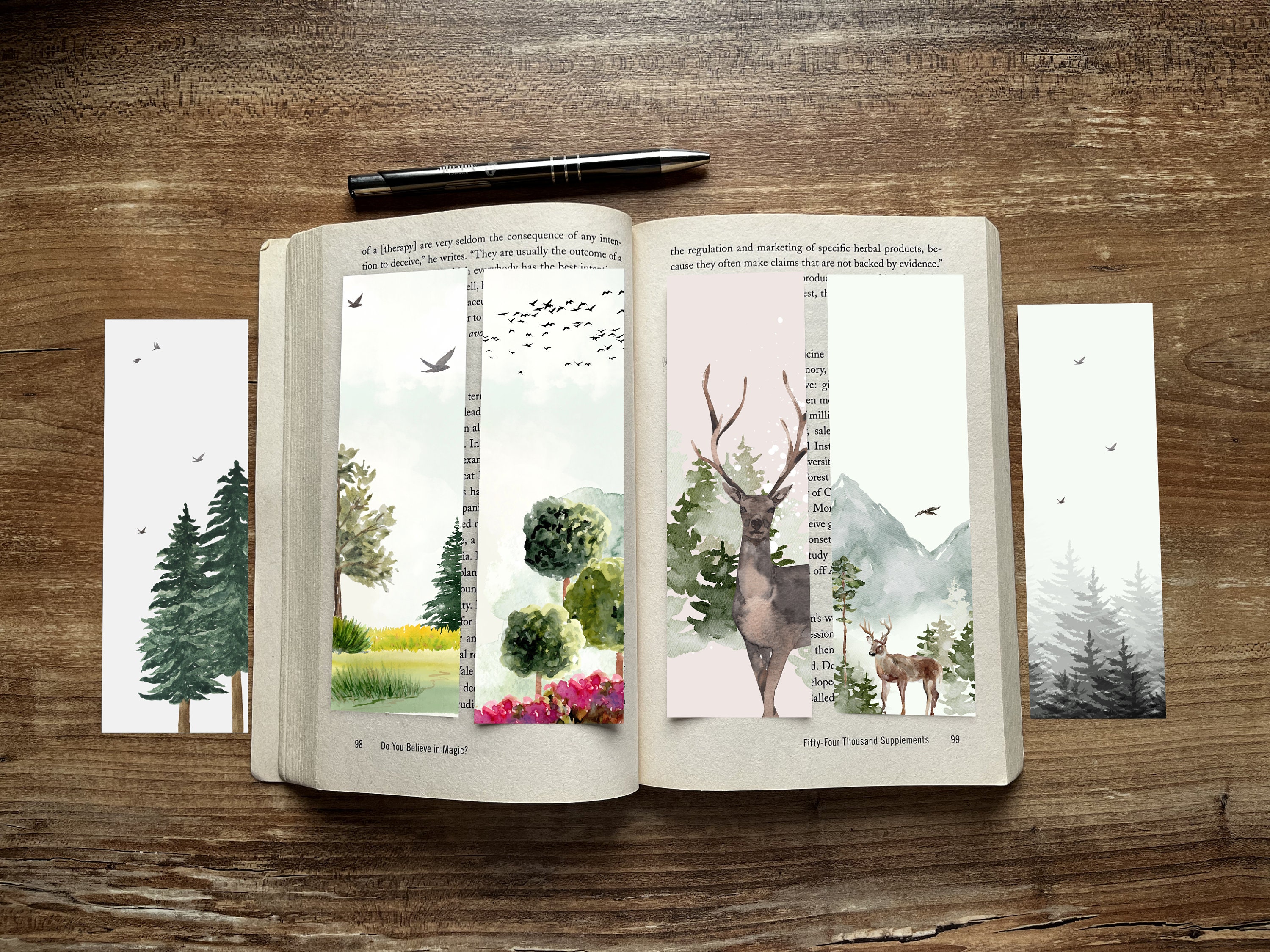 Printable Bookmarks Nature Art Download Digital Product PDF, Books ...