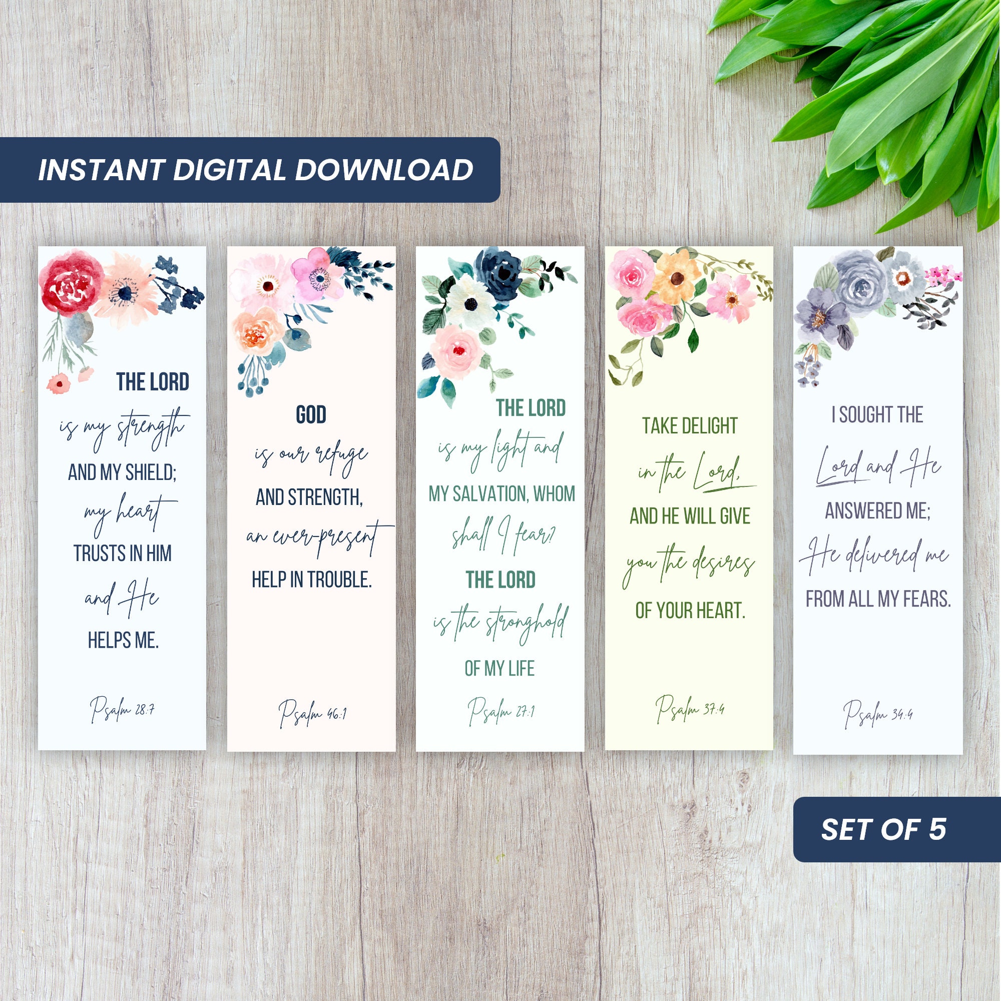 Bookmark Cute Printable Bookmarks With Psalms Bookmark Set of 6 Nature ...