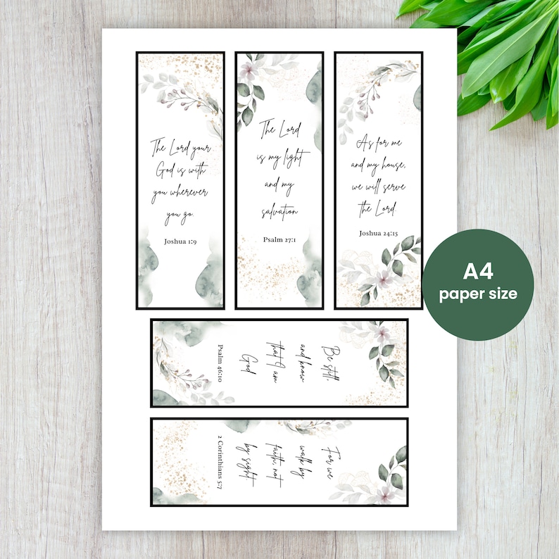 Bible Verse Bookmark Set: Floral Scripture Bookmarks (digital Download ...