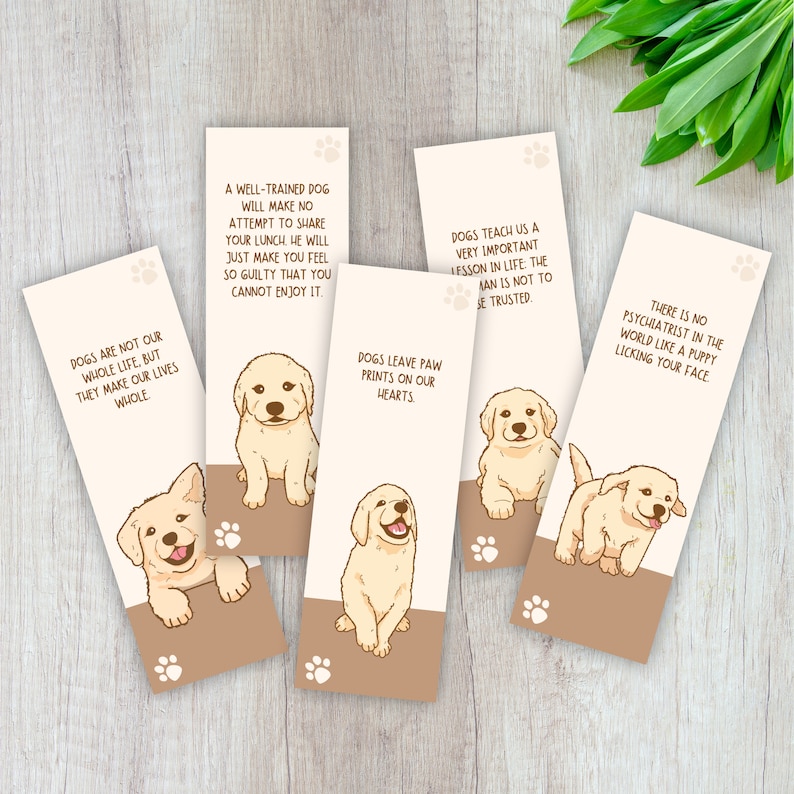 Bookmarks With Dogs Set of 10 Bookmarks Dogs Quotes Cute Bookmarks Cute ...