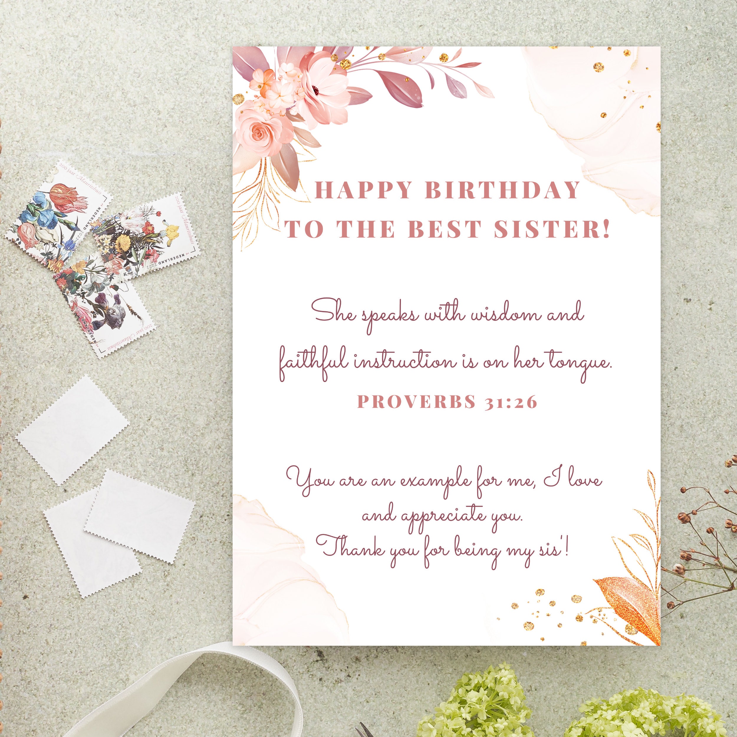 Birthday Card Instant Download Birthday Card Bible Verse Card Birthday ...
