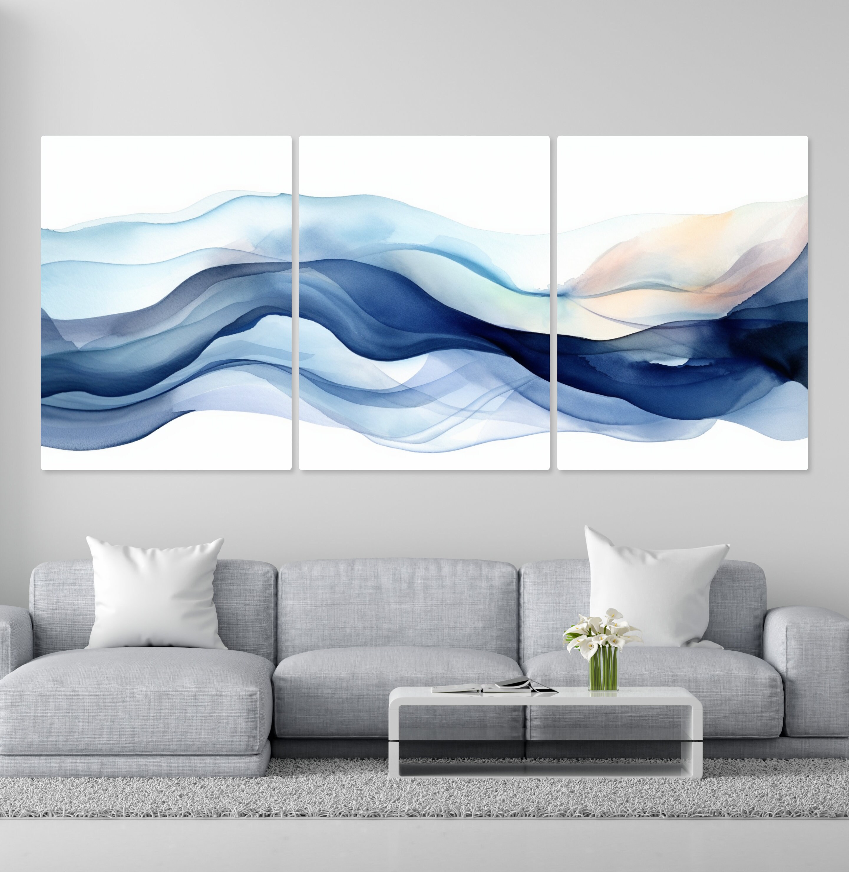 Modern Wall Décor, Set of 3 Prints Wall Art, Bedroom Wall Art, Living ...