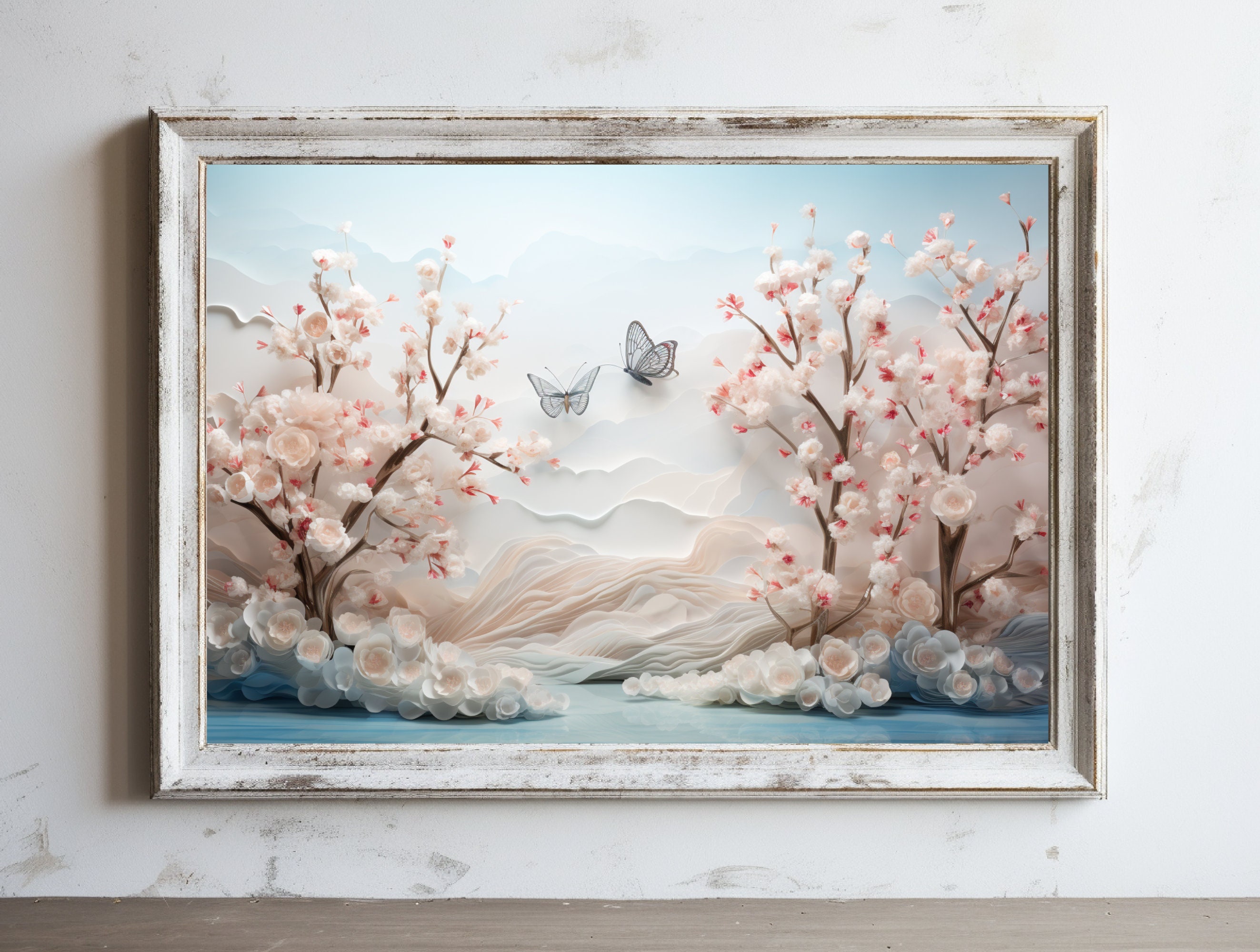 Flowers Mural 3D Wall Art Flowers Wall Art Vintage Wall Art Wall Décor ...