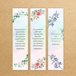 Bookmarks With Psalm Bookmark Set of 6 Bookmark Printable Encouraging ...