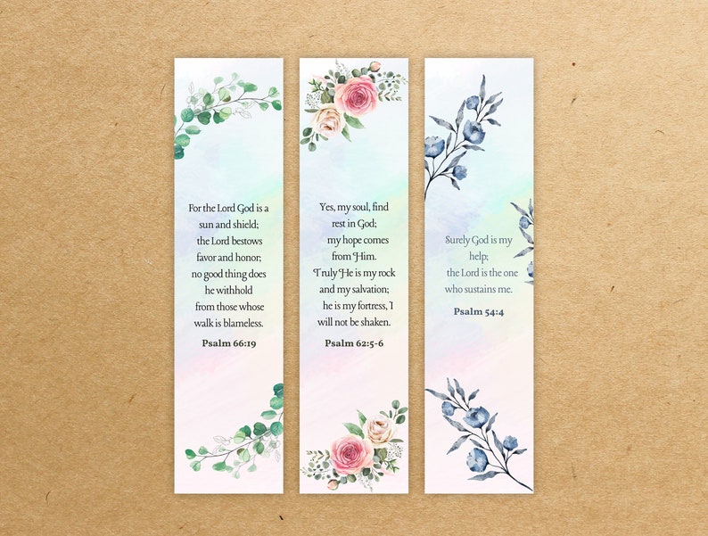 Bookmarks With Psalm Bookmark Set of 6 Bookmark Printable Encouraging ...