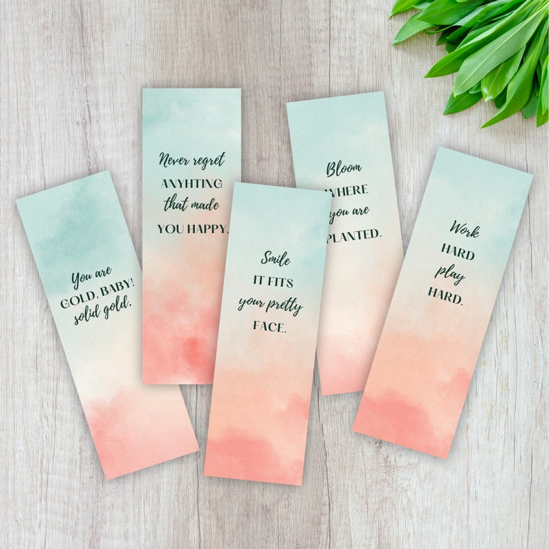 Printable Bookmarks With Nice Quotes Bookmark Set of 10 Instant ...