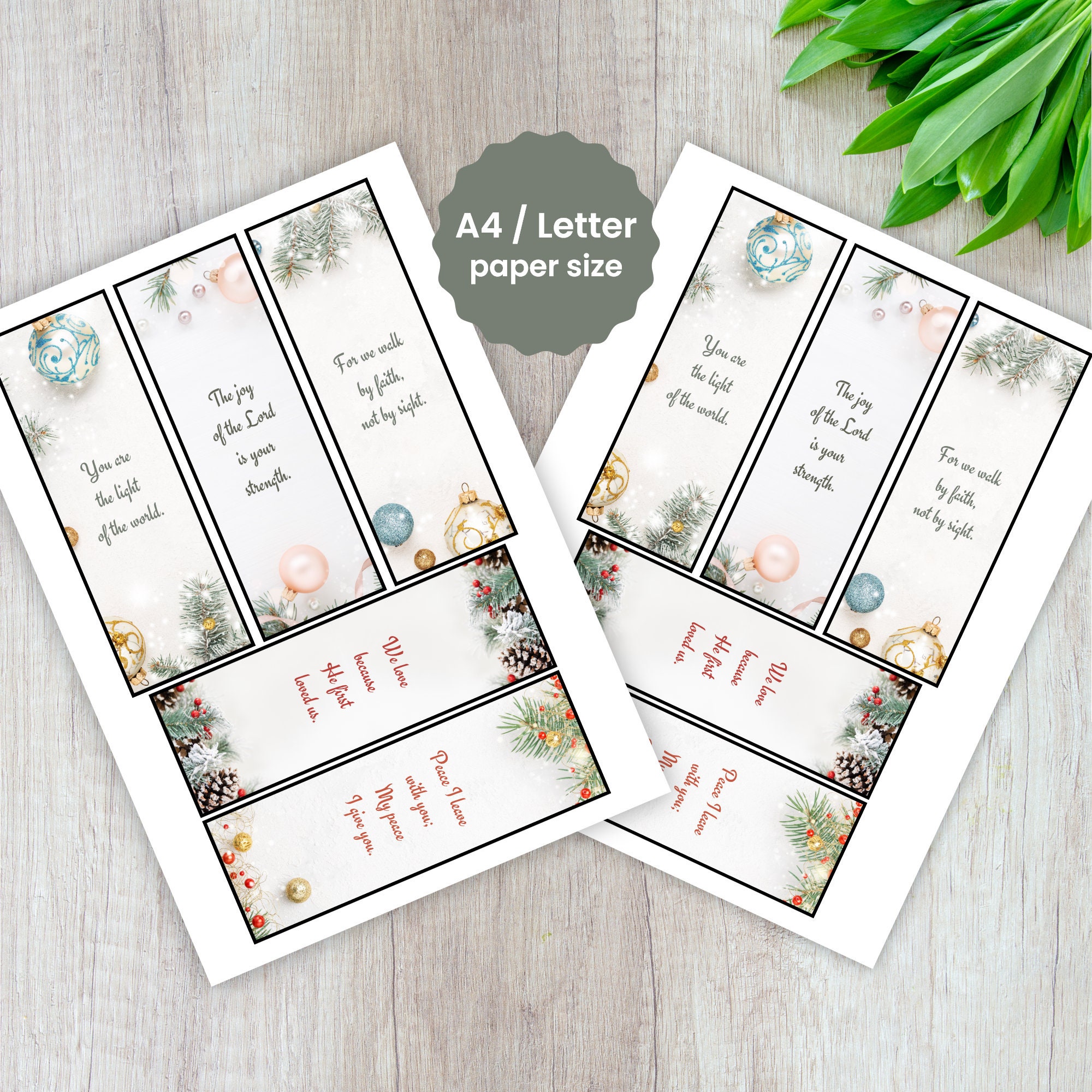 Christmas Bookmarks Cute Printable Bookmarks With Verses Bookmark Set ...