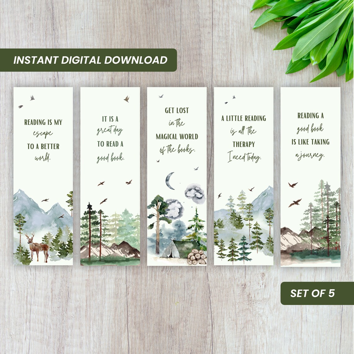 Pretty Bookmarks Nature Printable Bookmarks With Reading Quotes for ...