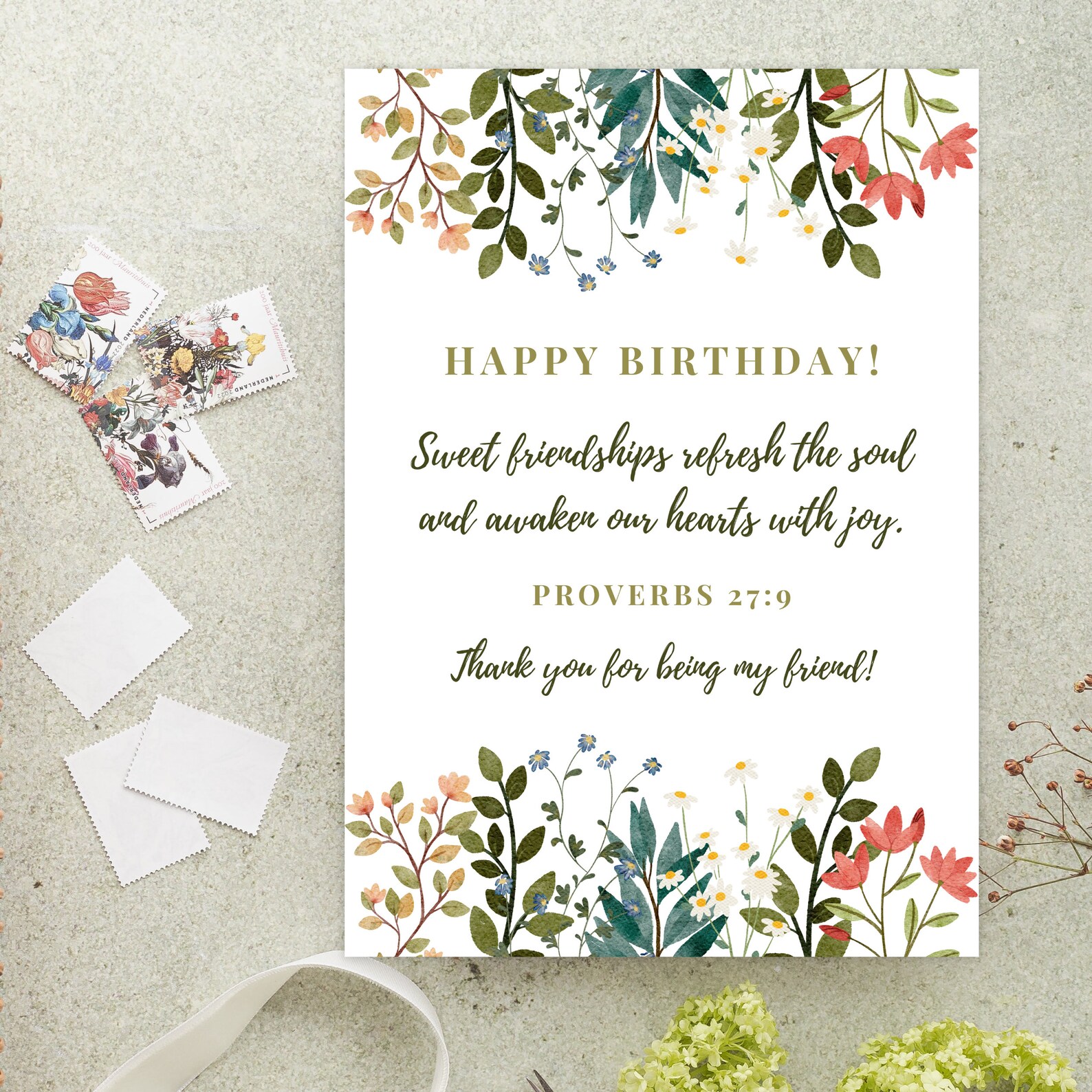 Floral Birthday Card: Christian Bible Verse Gift (digital Download) - Etsy