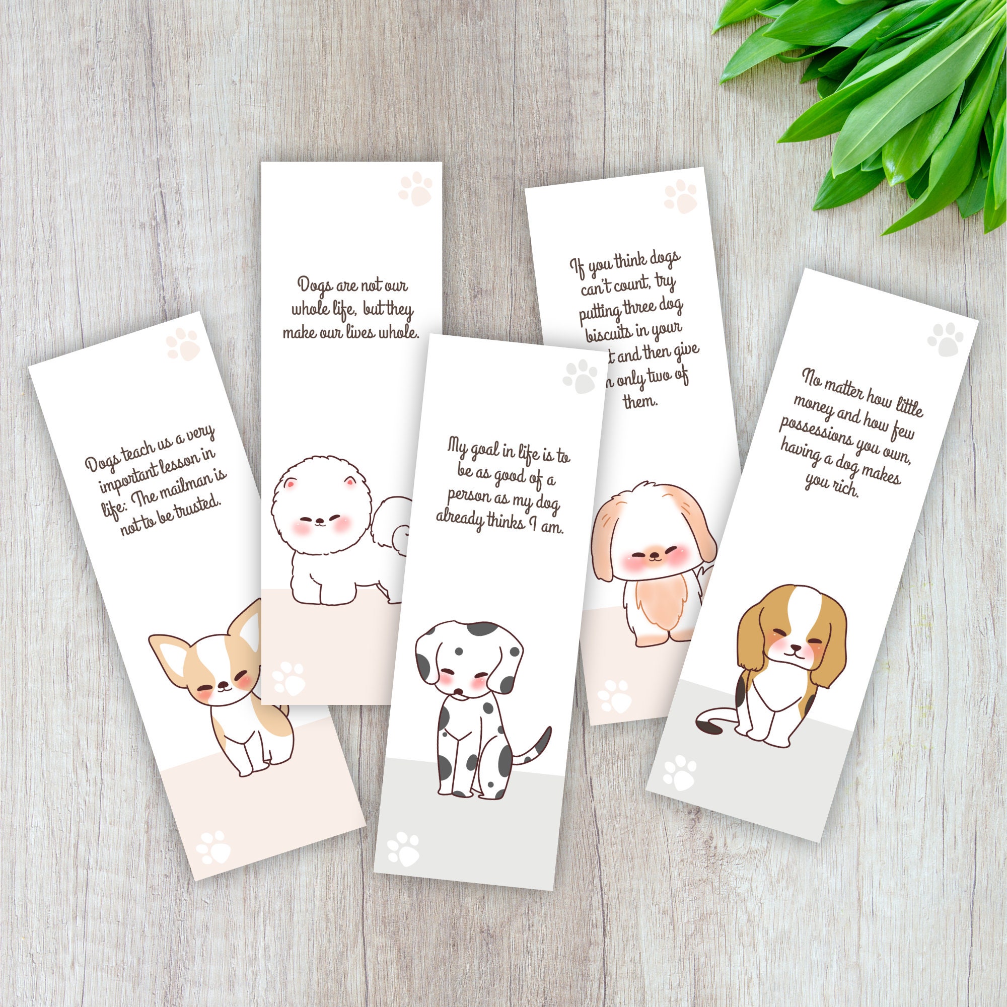 Bookmarks With Dogs Bookmarks Set of 10 Dogs Quotes Cute Bookmarks Cute ...