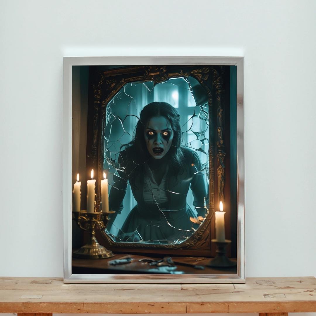 Cursed Mirror Entity Poster | Paranormal Gothic Wall Art | Haunted ...