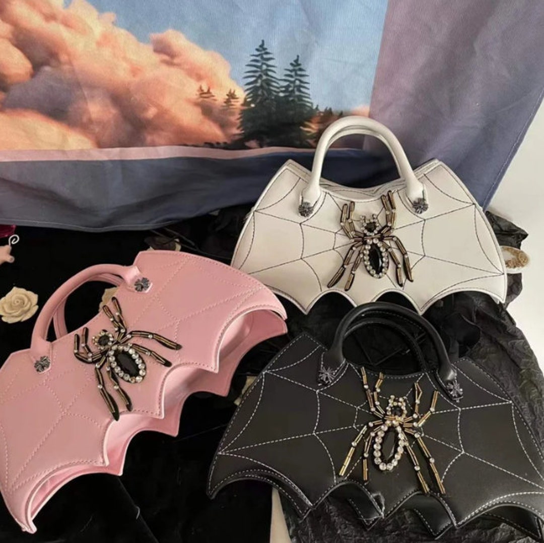 Bat Shoulder Bag Handbag Bat Shape Purse 3D Spider Embroidery - Etsy.de